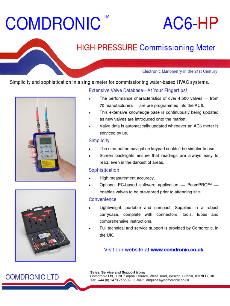 Ac6 High Pressure Literature | PDF | Pressure Measurement | Valve