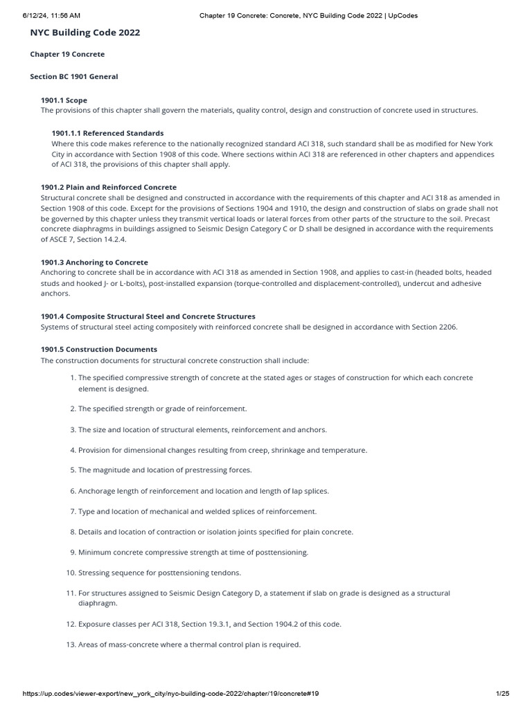 Chapter 19 Concrete_ Concrete, NYC Building Code 2022 _ UpCodes ...
