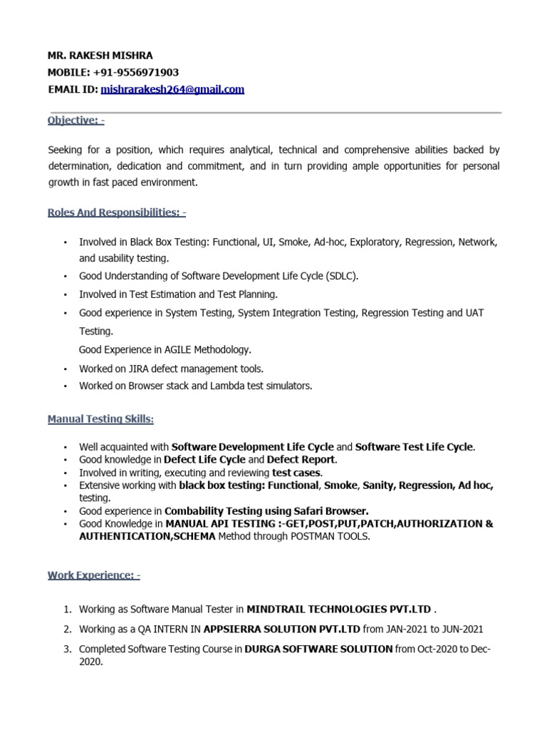 Rakesh CV | PDF | Software Testing | Software Development Process