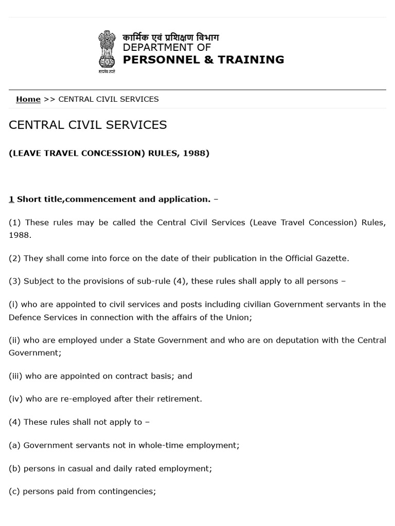 CENTRAL CIVIL SERVICES - Department of Personnel & Training | PDF ...