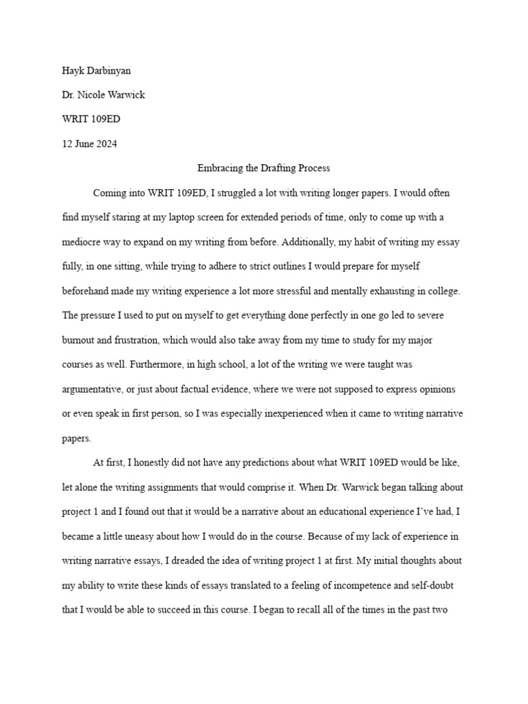 Embracing The Drafting Process | PDF | Experience | Essays