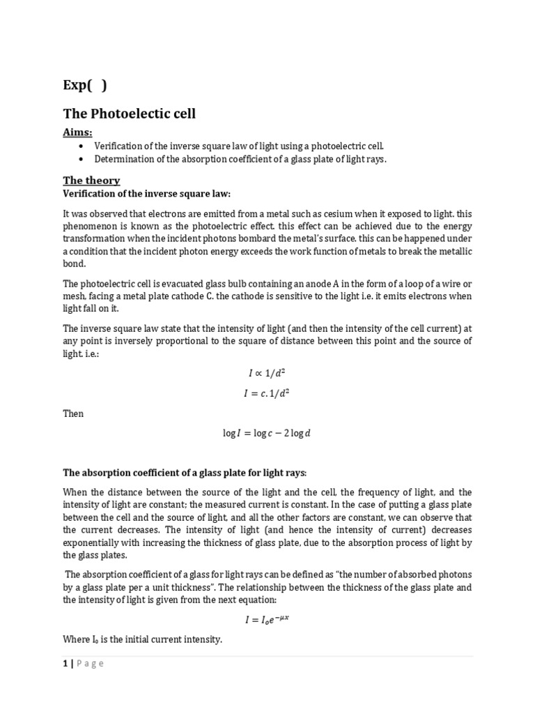 Photoelectric Cell | PDF | Photoelectric Effect | Optics