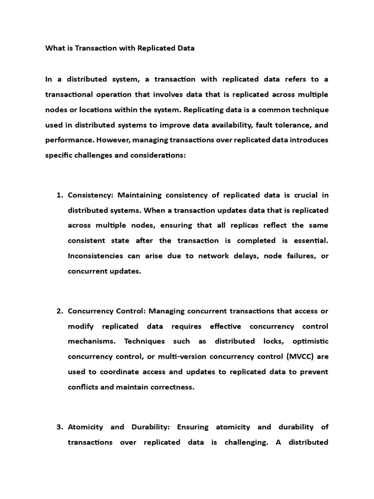 Transaction With Replicated Data PDF | PDF | Database Transaction | Replication (Computing)