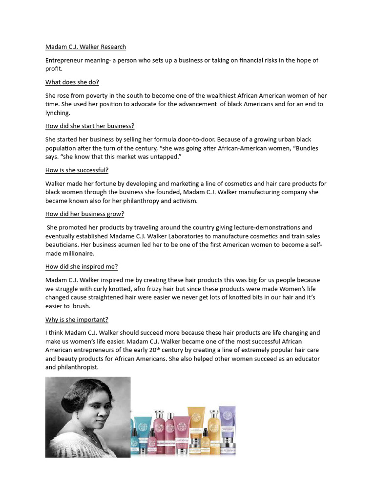 Madam C.J. Walker Research | PDF