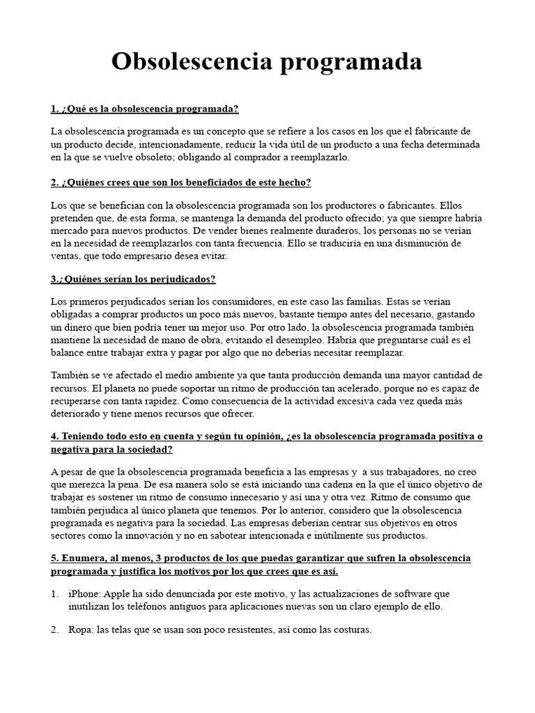 Obsolescencia Programada | PDF | Negocios económicos | Ciencias económicas