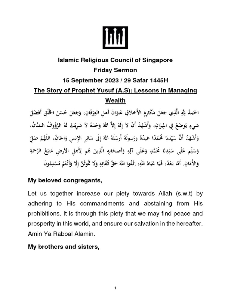 E23Sep15 The Story of Prophet Yusuf AS Lessons in Managing Wealthv2 ...