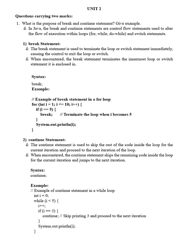 UNIT 2 QB Upto Class and Objects | PDF | Control Flow | Software Engineering