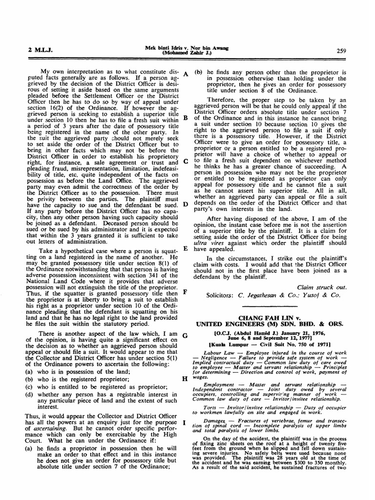 CHANG FAH LIN V UNITED ENGINEERS (M) SDN BHD & ORS | PDF