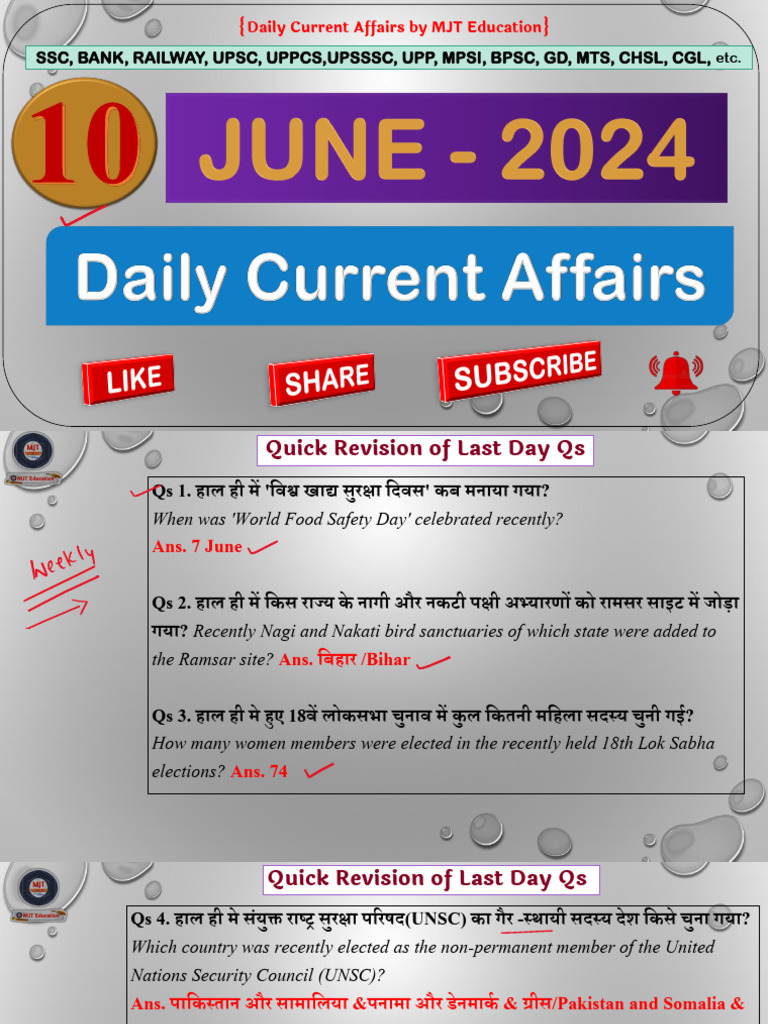 10 June 2024 Current Affairs | PDF