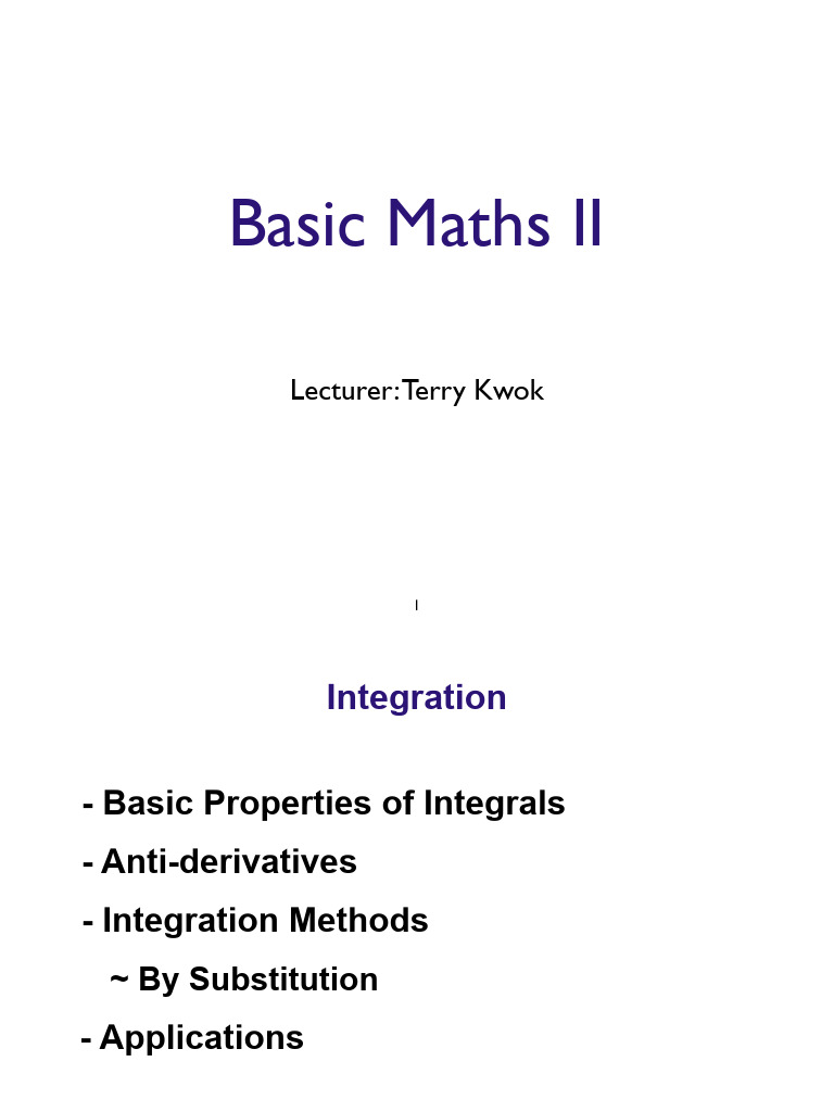 Lecture 6 Basic Integration 2023 | PDF | Integral | Area