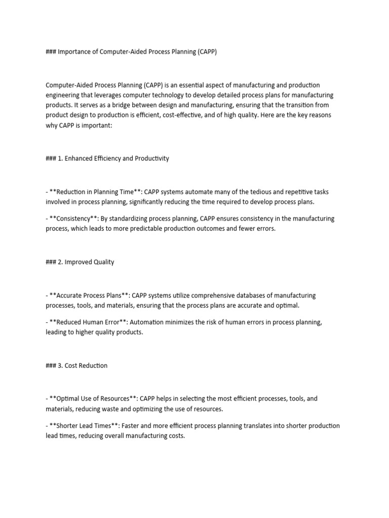 Importance of CAPP | PDF | Automation | Computer Aided Design