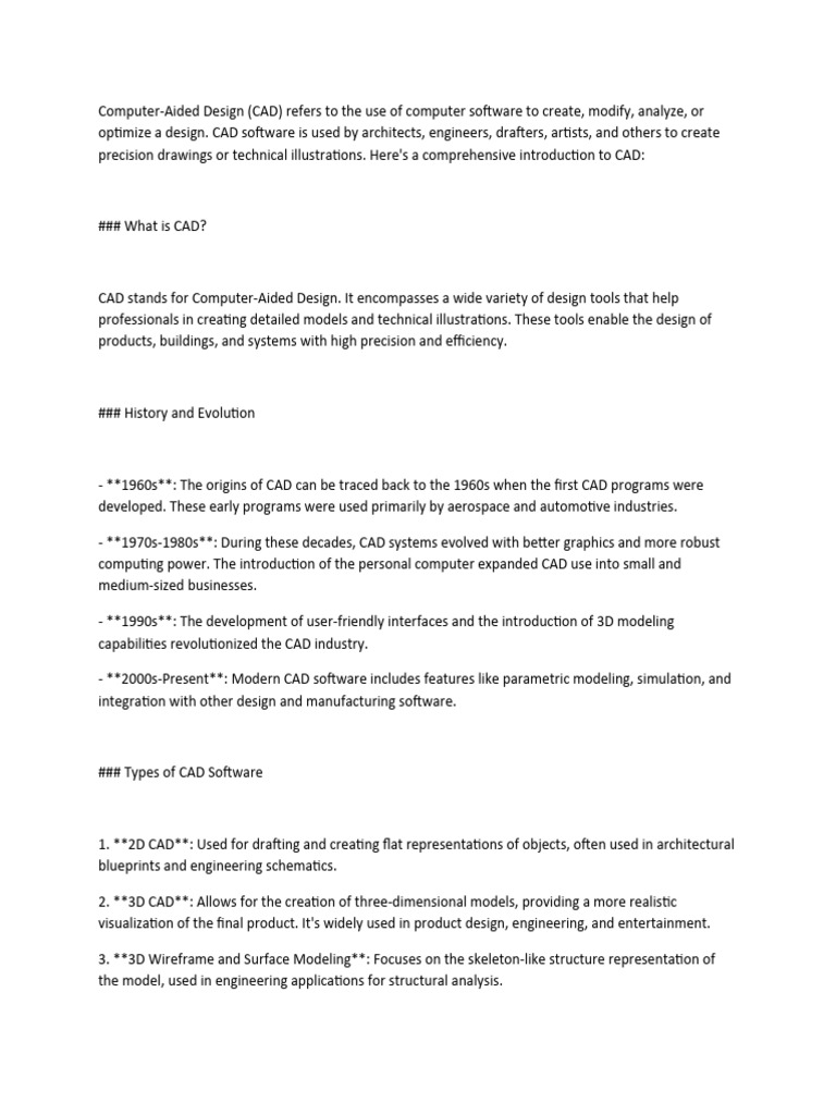 INTRODUCTION OF CAD | Download Free PDF | Computer Aided Design | 3 D Modeling