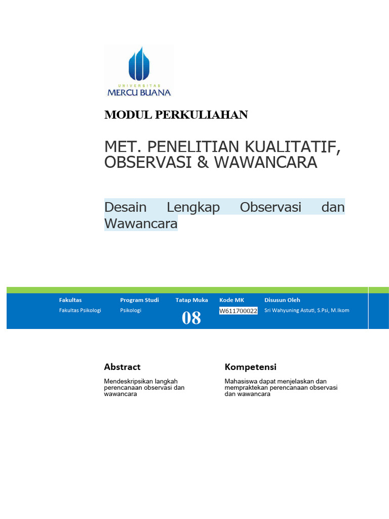 Modul 8 Kualitatif | PDF