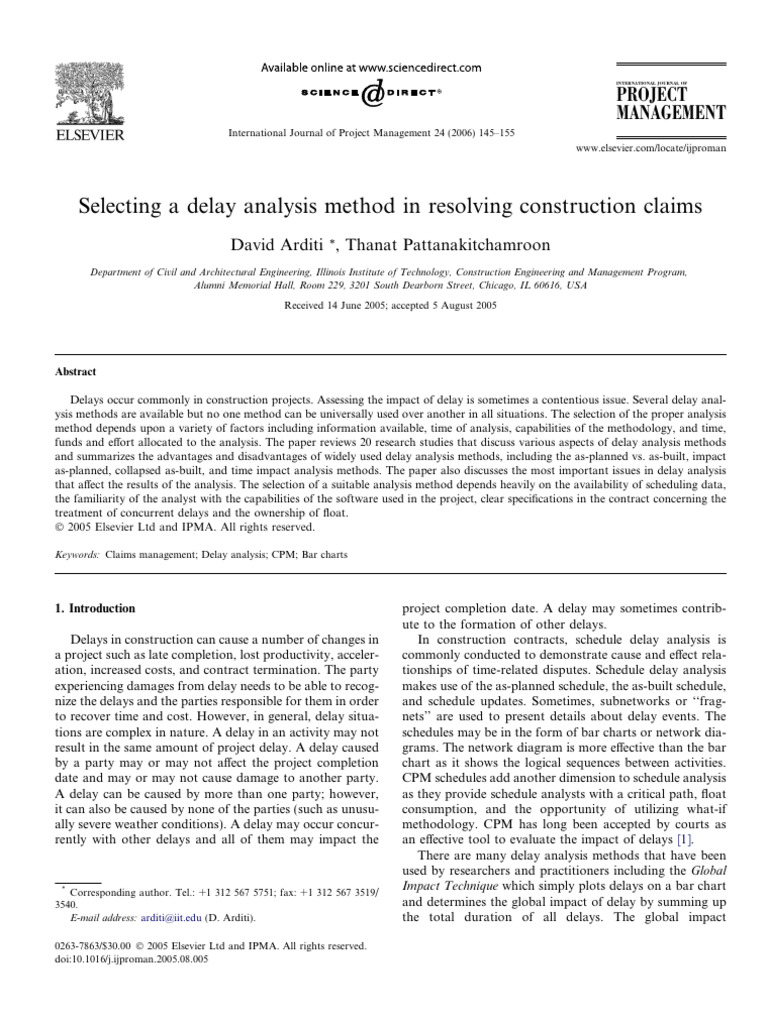 Selecting A Delay Analysis Method in Res | PDF