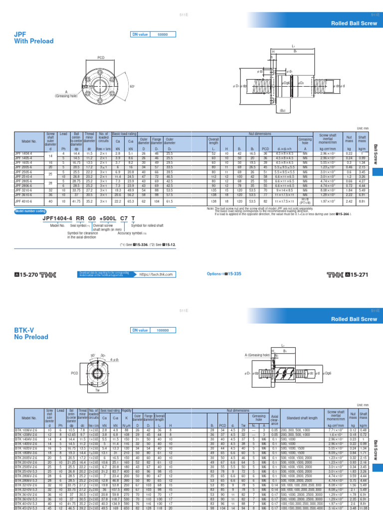 THK Rolled Ball Screw | Download Free PDF | Screw | Mechanical Engineering