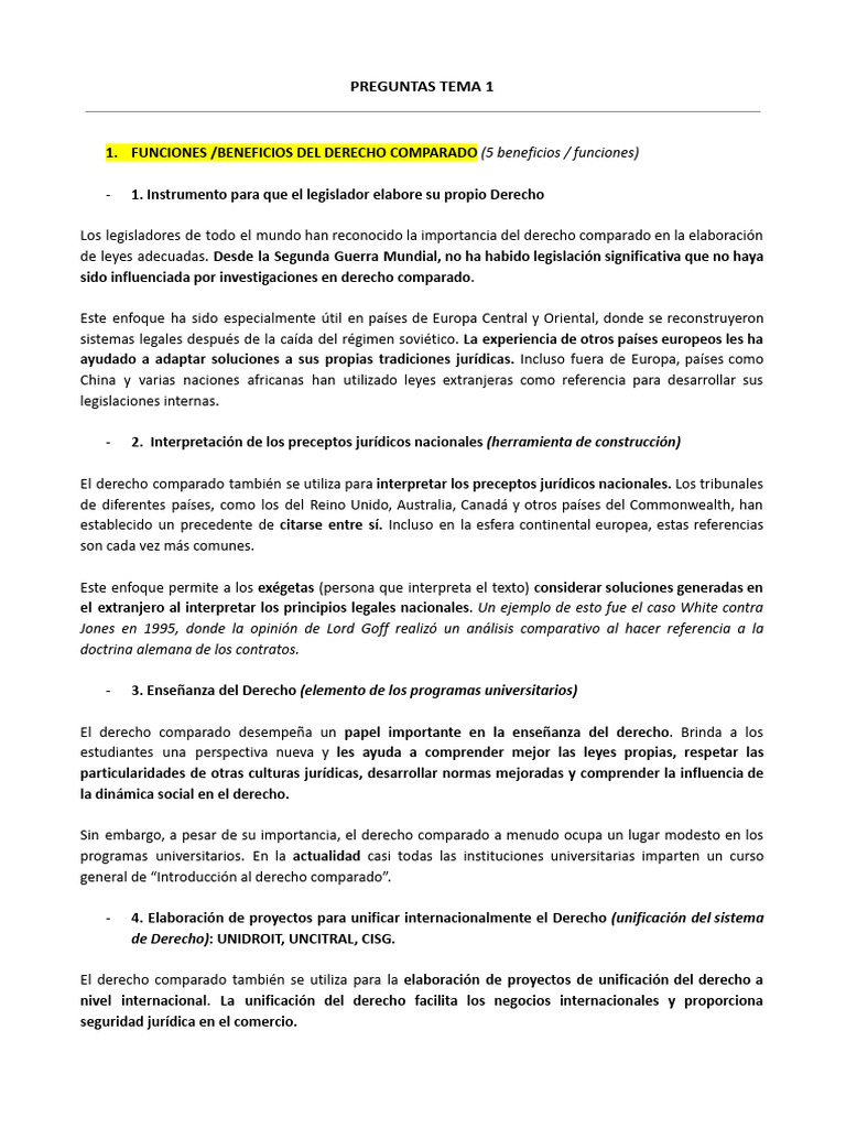Preguntas t1 | PDF | Ley comparativa | Sociedad