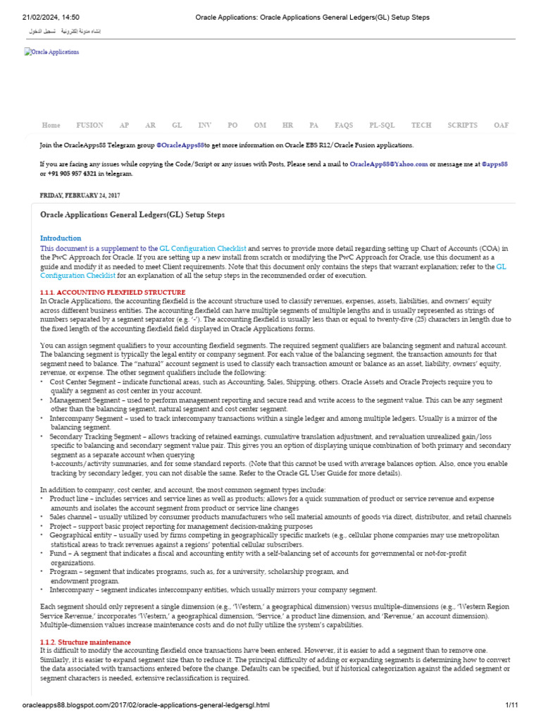 Oracle Applications Oracle Applications General Ledgers Gl Setup