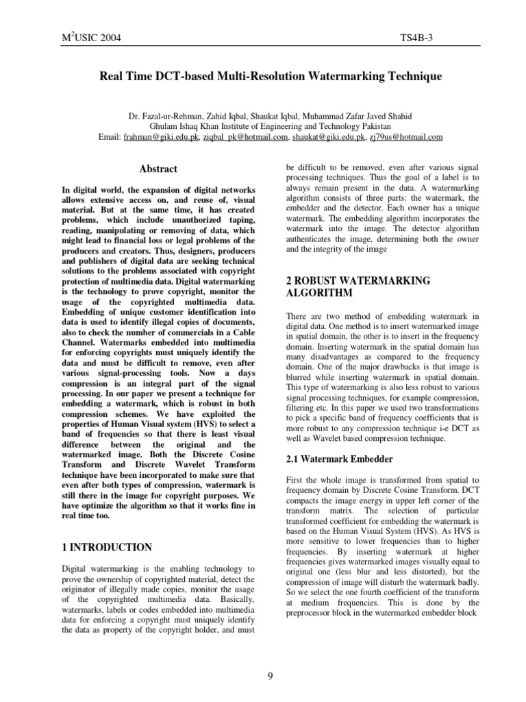 Paper Watermarking 2006 | PDF | Data Compression | Wavelet