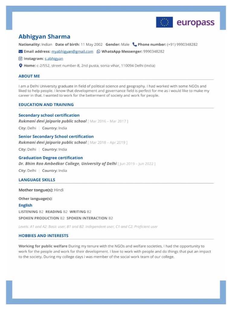 Abhigyan - Sharma - Europass CV | PDF
