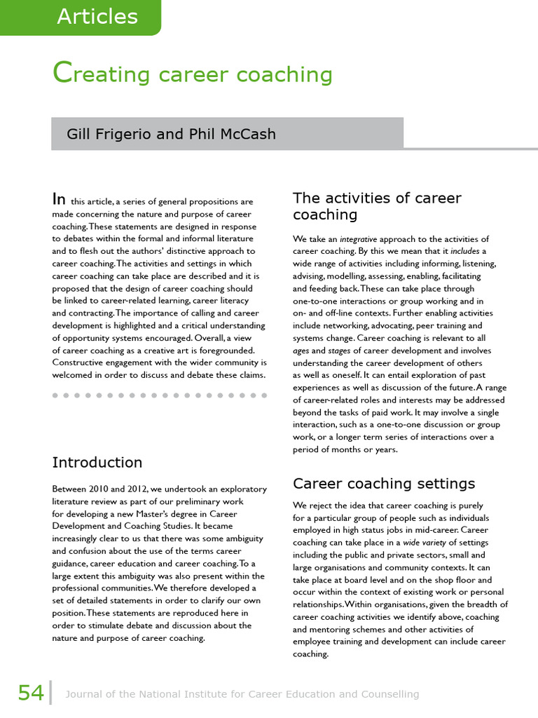 Creating Career Coaching | PDF | Literacy | Experience