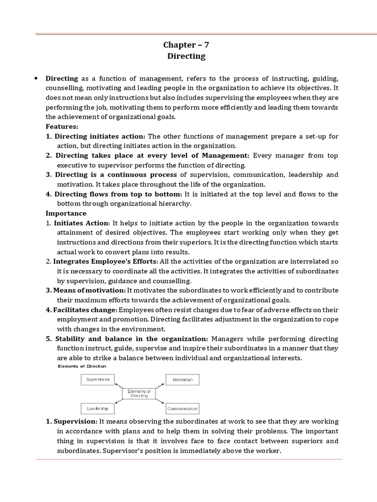 Chapter 7 Chapter 7. Directing-1599071823161 | PDF | Leadership | Motivational