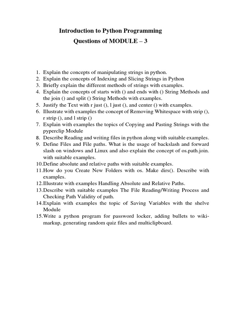 Pythom Module 3 Questions | PDF