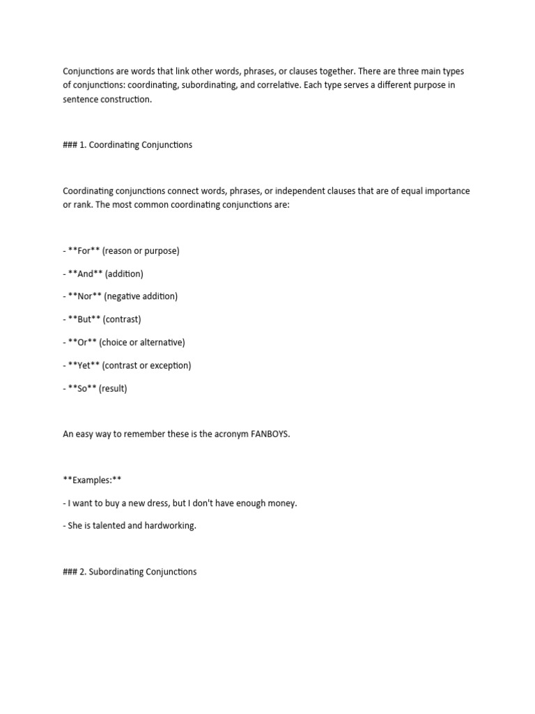 Conjunctions and its types | PDF | Linguistics | Linguistic Typology