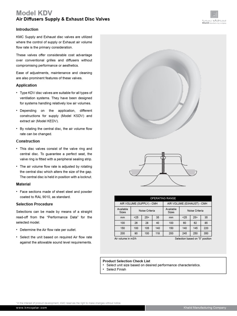 Air Diffusers Supply & Exhaust Disc Valves | PDF | Valve | Gas Technologies