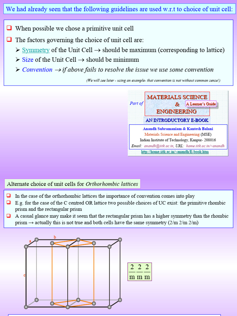 Orthorhombic Lattice Unit Cells | PDF | Crystal Structure | Geometry