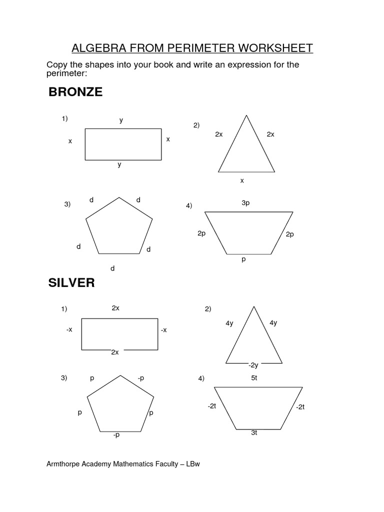 Algebra From Perimeter Worksheet | PDF | Elementary Geometry ...