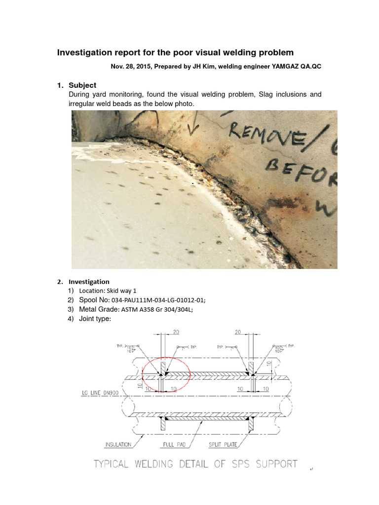 Investigation Report For The Poor Visual Welding Problem 151128 | PDF ...