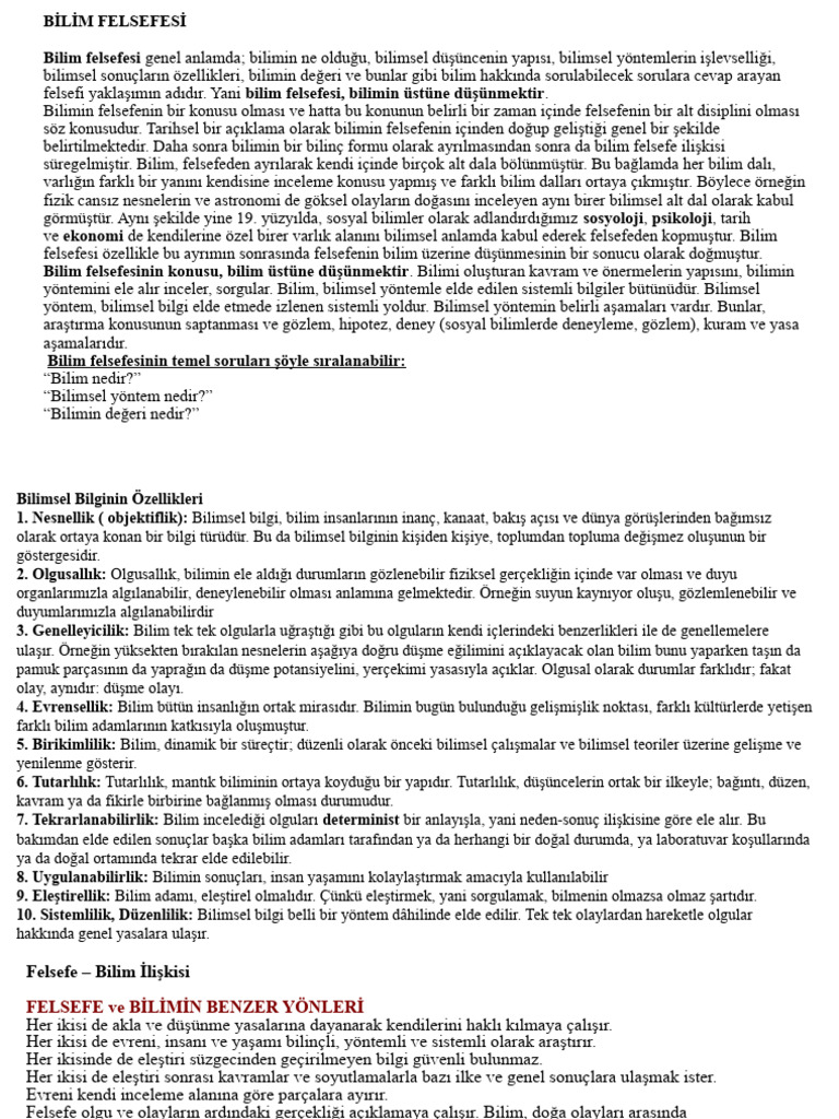 10. SINIF FELSEFE 9. DERS BİLİM FELSEFESİ | PDF