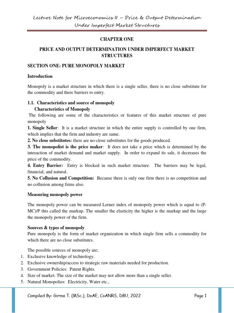 Microeconomics II | PDF | Oligopoly | Monopoly