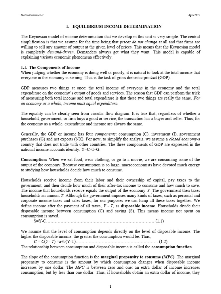 Macroecon II Handout - Final | PDF | Consumption (Economics) | Fiscal Multiplier