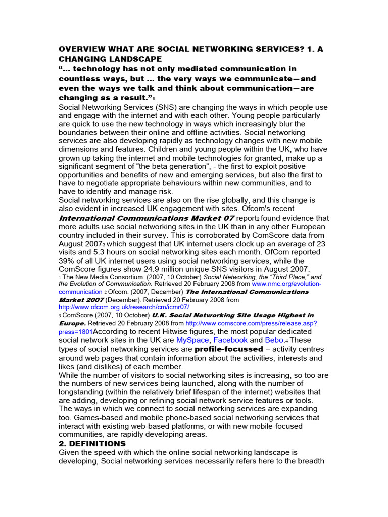 Social Networking Services Overview | PDF | Social Networking Service ...