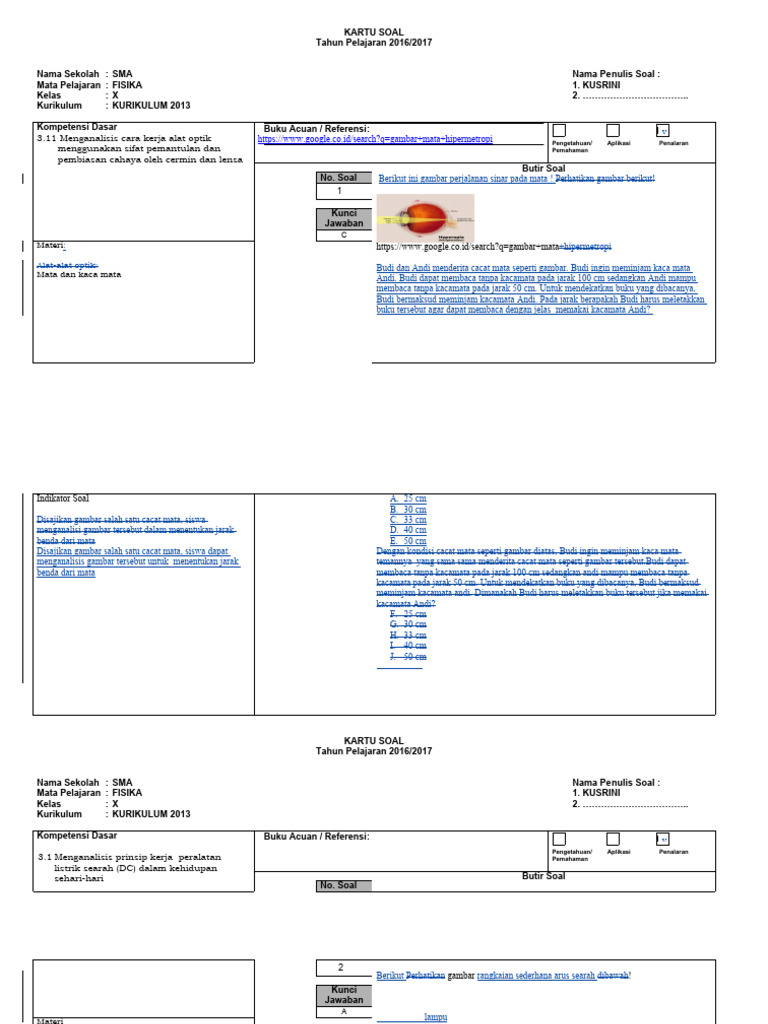 Kartu Soal Fisika PG Final | PDF