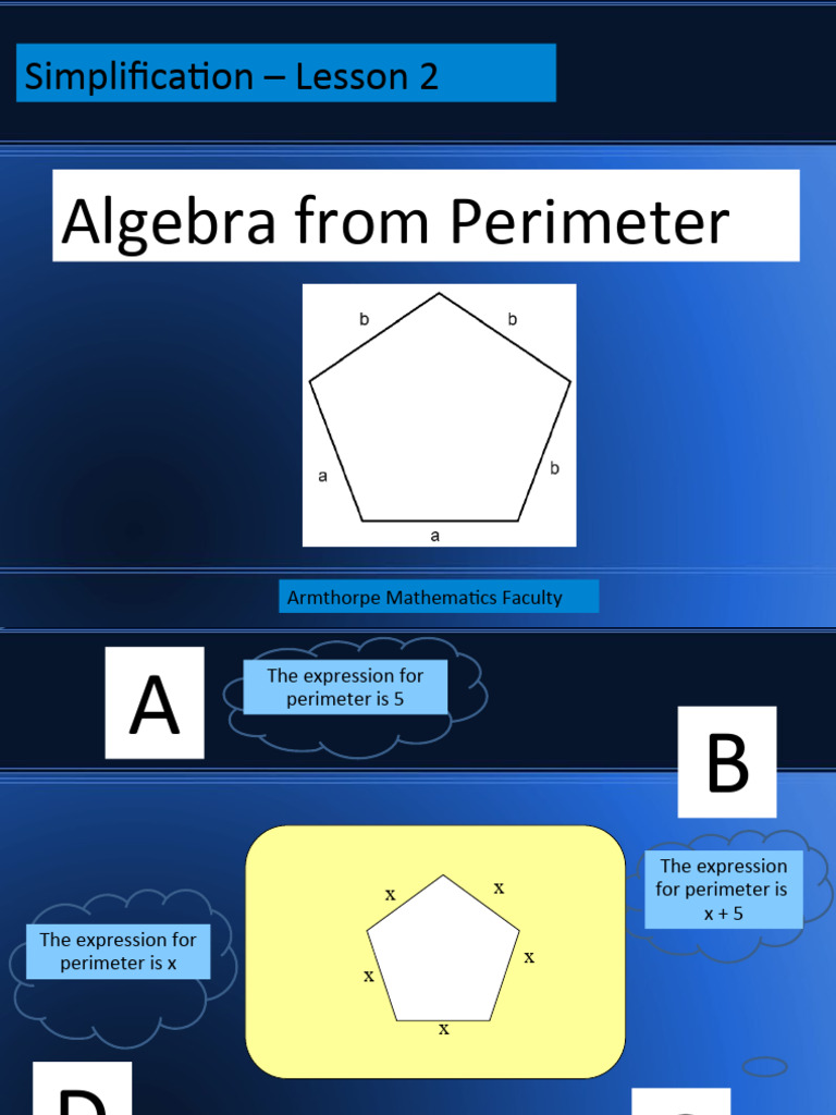 Lesson 2 Algebra From Perimeter | PDF | Mathematics | Algebra