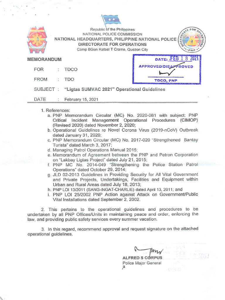 Ligtas Sumvac 2021 Operational Guidelines (Approved) | PDF