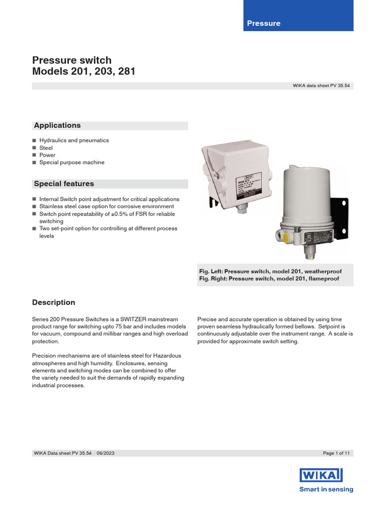 Wika - Pressure Switch 2 | PDF | Switch | Stainless Steel