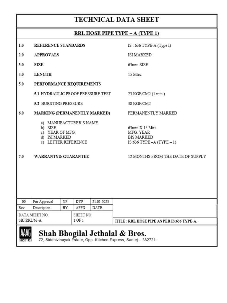 Hose Pipe - TYPE A - SS 304 - 15 Mtrs | PDF | Pipe (Fluid Conveyance ...