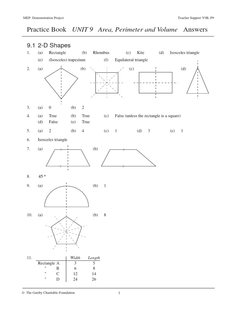 Practice Book Answers | PDF | Area | Rectangle