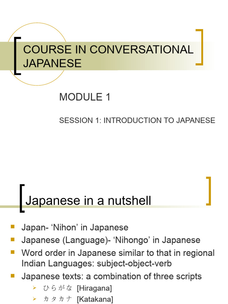 Session 1 Updated | PDF | Japanese Language | Linguistics
