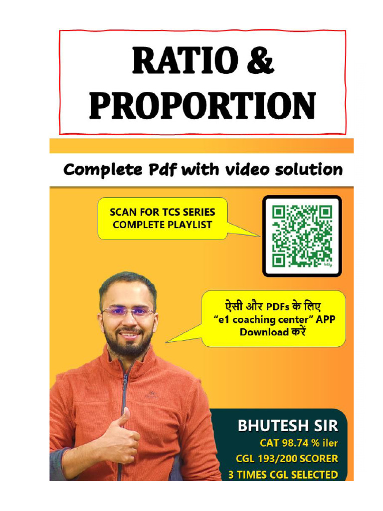 LAST FIVE-YEARS BEST Ratio and Proportion QUESTIONS | PDF