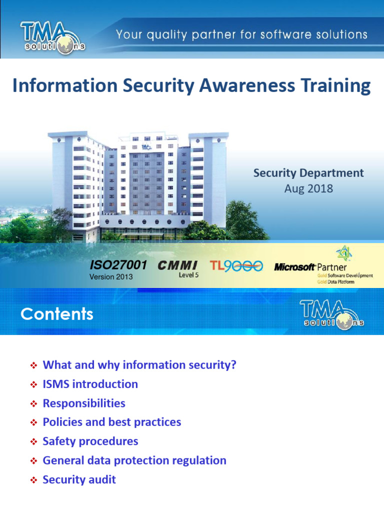 Information Security Awareness - Aug 2018 | PDF | Information Security | Computer Security