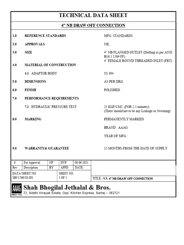 Draw Off Connection - S.S.HGH | PDF | Mechanical Engineering