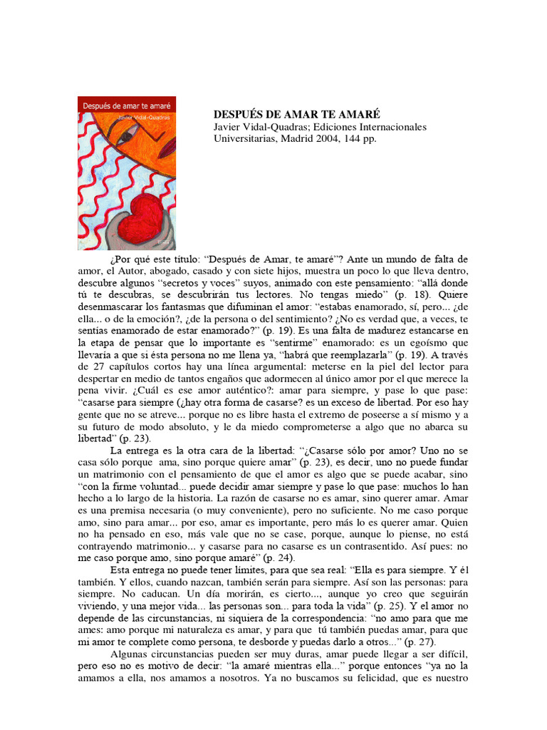 Después de Amar Te Amaré | PDF | Amor | Filosofía Aplicada