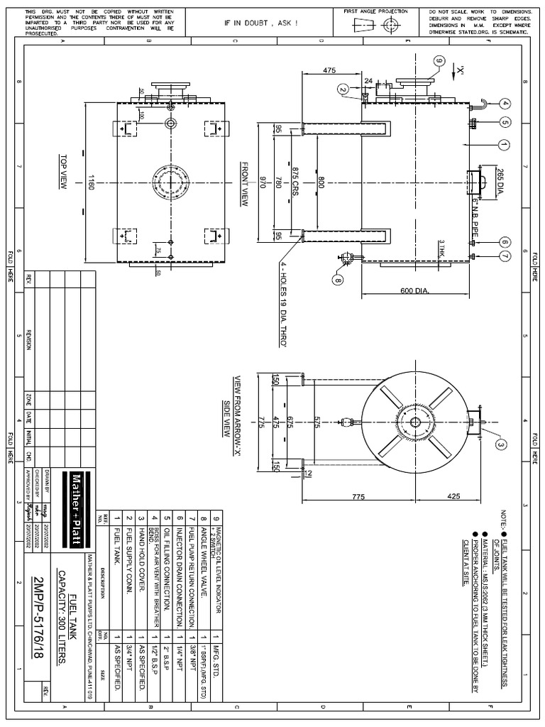 Fuel Tank GAD_300Ltrs | PDF