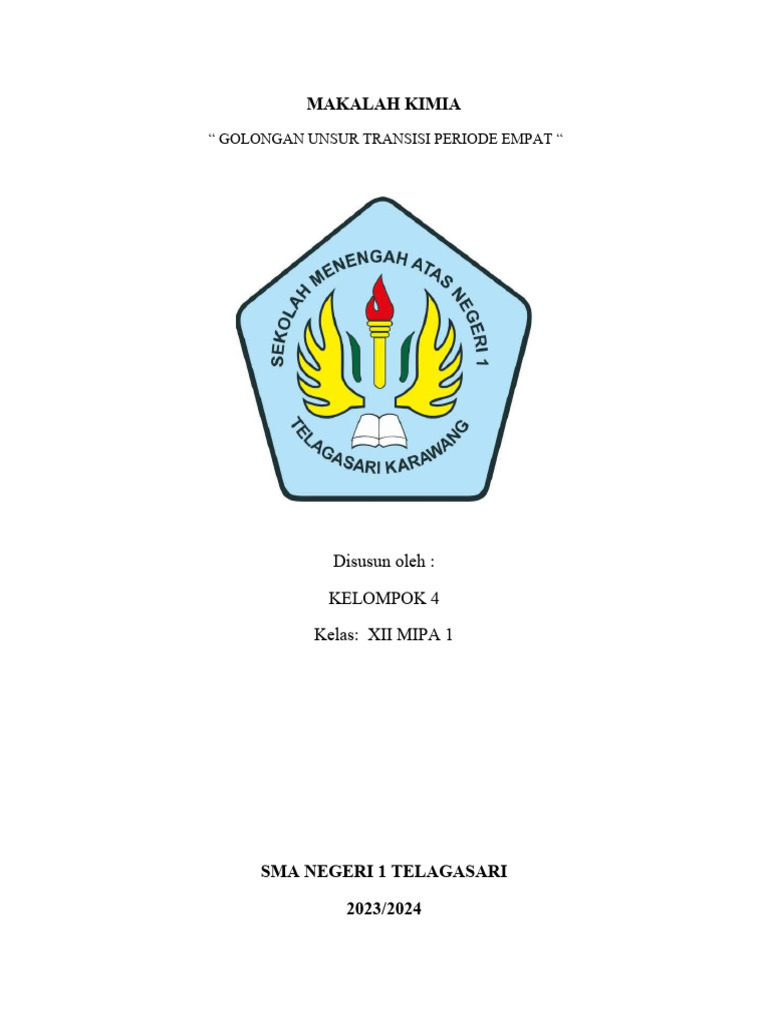 Makalah Kimia Kel 4 Unsur Transisi Periode 4 | PDF