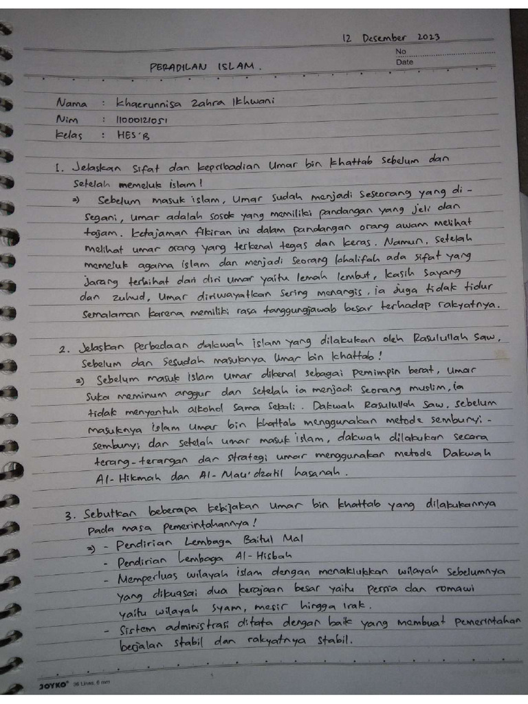 Khaerunnisa Zahra Ikhwani (11000121051) Tugas PI | PDF