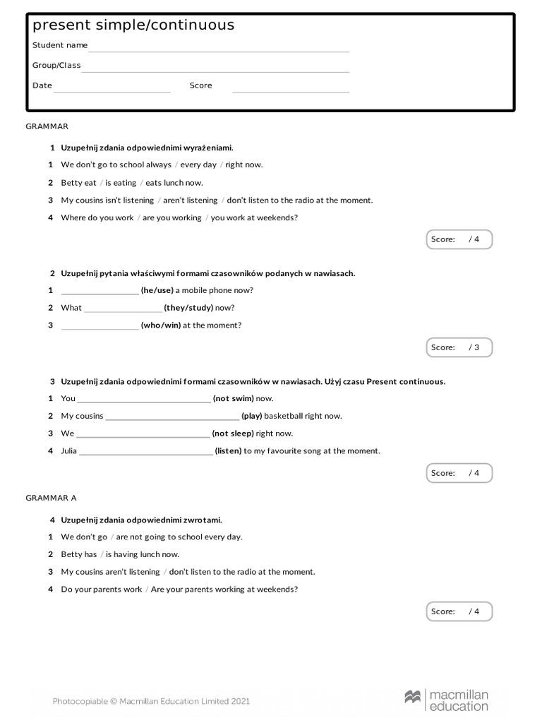 present simple continuous | PDF